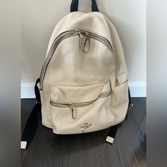 Coach | Bags | Coach Cream Leather Backpack | Poshmark